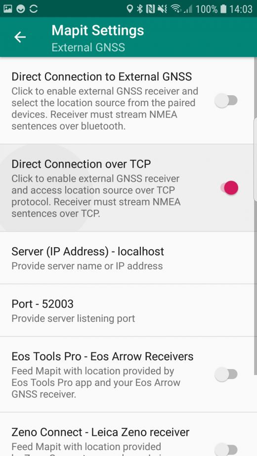 External GNSS Connection - Mapit Spatial - Geopackage manager