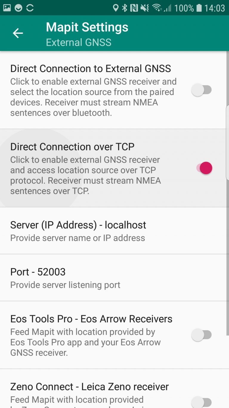 External GNSS Connection - Mapit Spatial - Geopackage manager