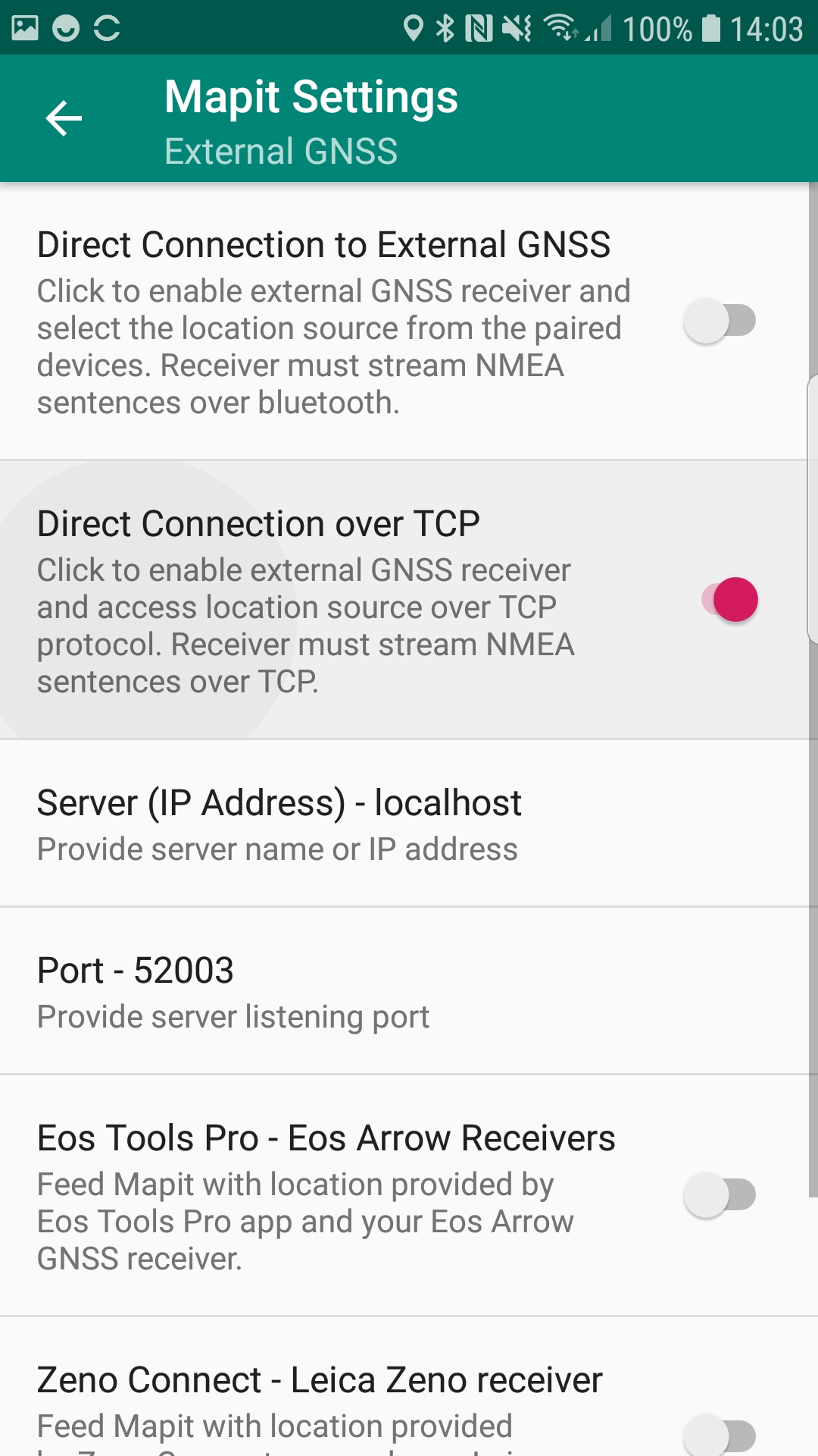 External GNSS Connection - Mapit Spatial - Geopackage manager