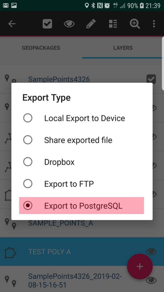 Direct Export to PostgreSQL database - Mapit Spatial - Geopackage manager