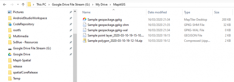 Mapit-Spatial - Google Drive Sync - Mapit Spatial - Geopackage manager